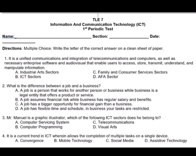 TLE 7 Information And Communication | StudyX