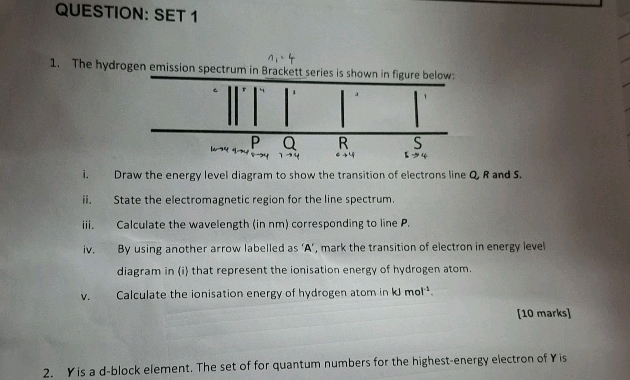QUESTION SET 1 1 The hydrogen emission | StudyX