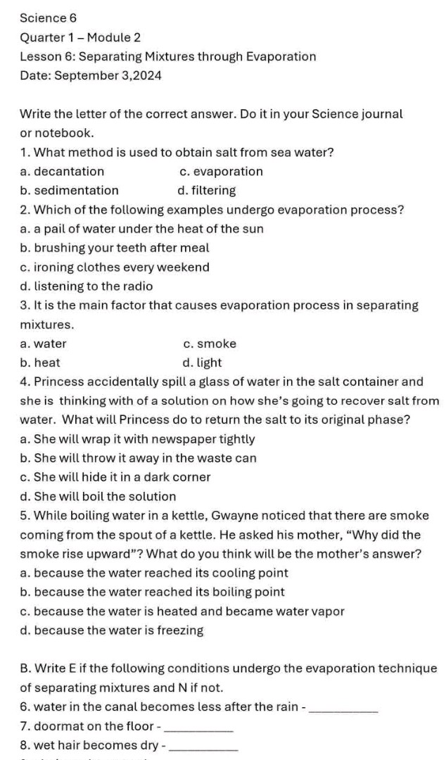 Science 6 Quarter 1 - Module 2 Lesson 6 | StudyX