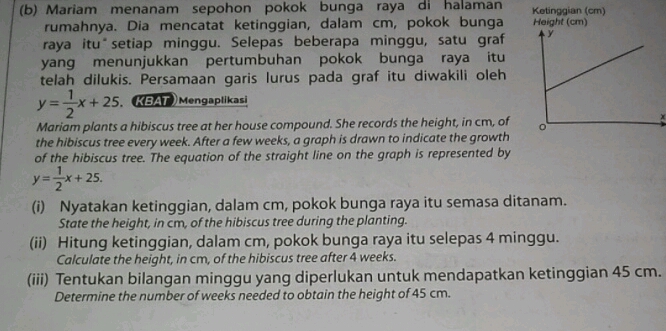 (b) Mariam menanam sepohon pokok bunga raya | StudyX