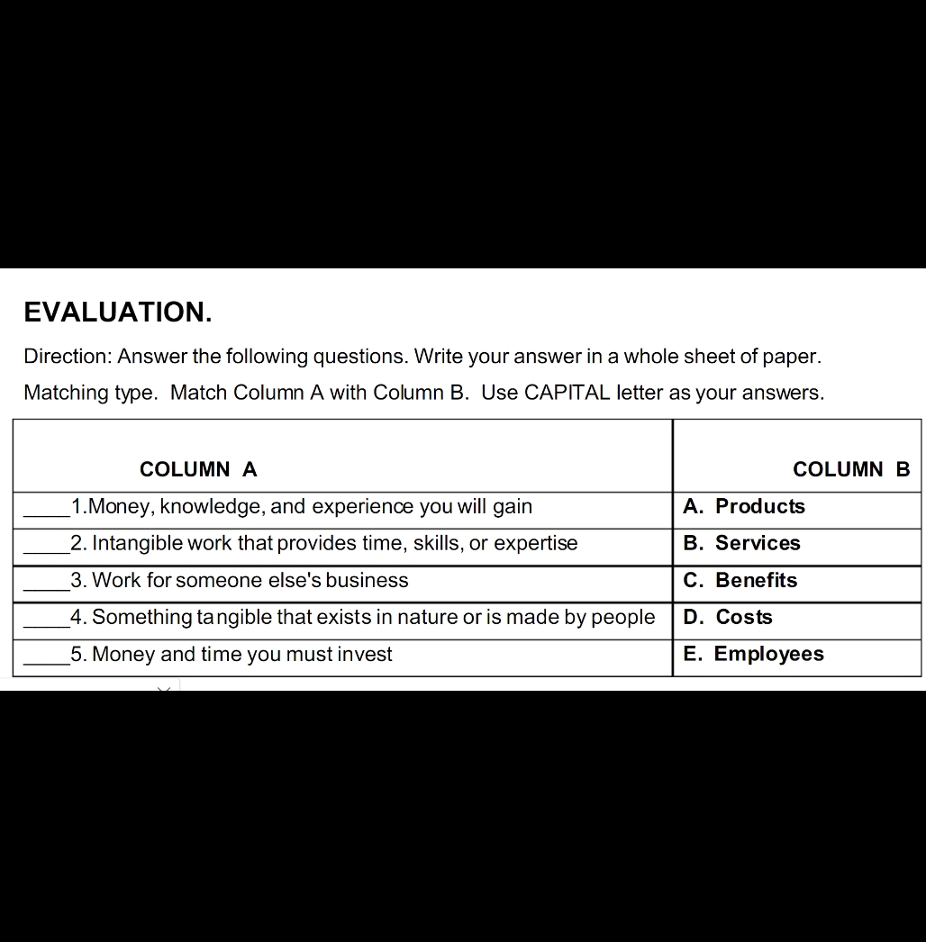 EVALUATION Direction Answer the following | StudyX