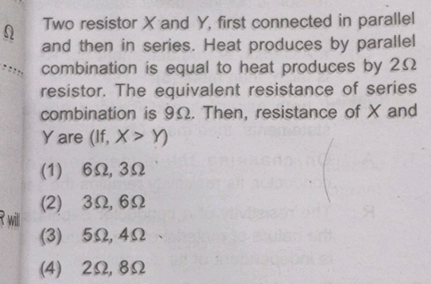 Q Two resistor X and Y first connected in | StudyX