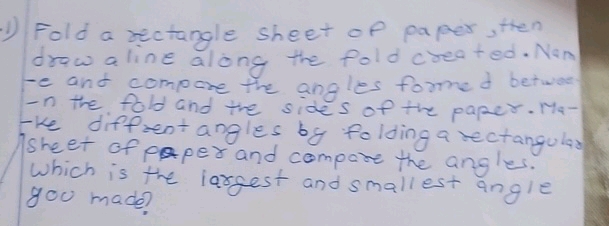 Fold a rectangle sheet of paper then draw a | StudyX