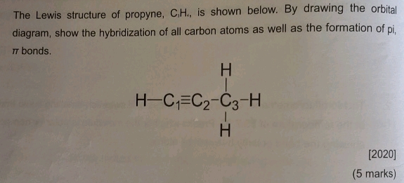 The Lewis structure of propyne C1 H4 is | StudyX