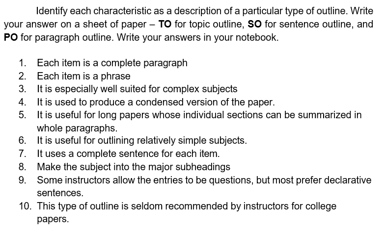 Identify each characteristic as a | StudyX