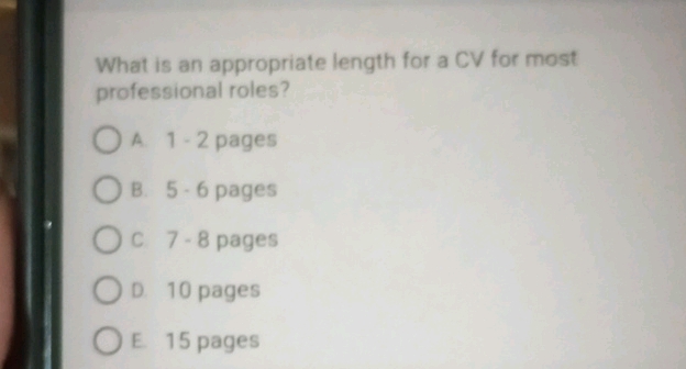 What is an appropriate length for a CV for | StudyX