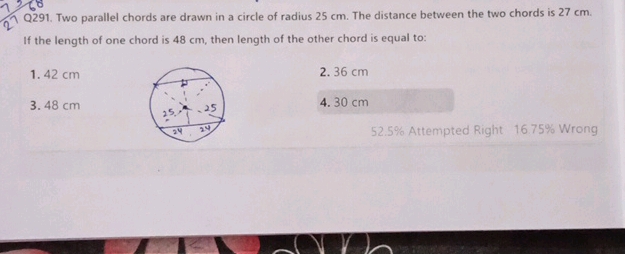 Q291 Two parallel chords are drawn in a | StudyX