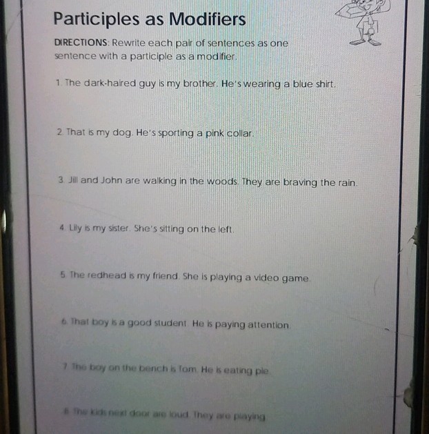 Participles as Modifiers DIRECTIONS Rewrite | StudyX