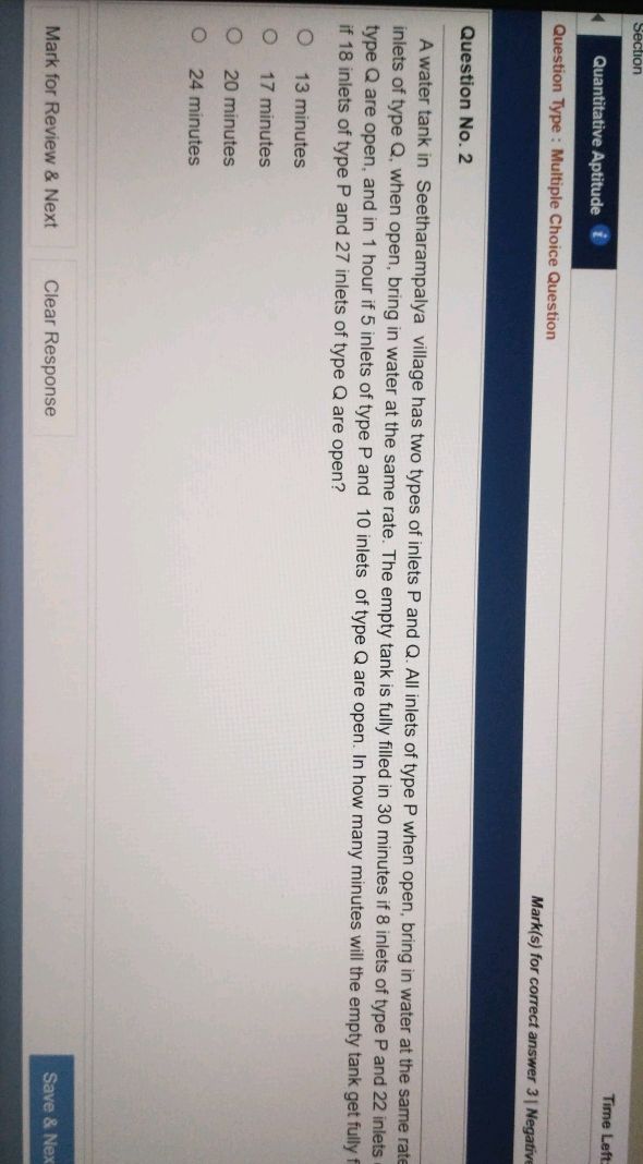 Section Quantitative Aptitude Time Left | StudyX