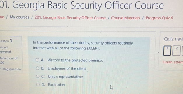 01 Georgia Basic Security Officer Course / | StudyX