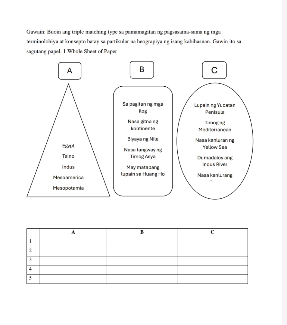 Gawain Buoin ang triple matching type sa | StudyX