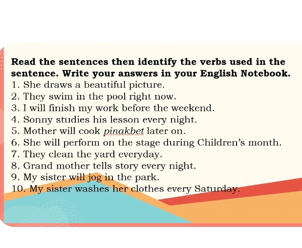 Read the sentences then identify the verbs | StudyX