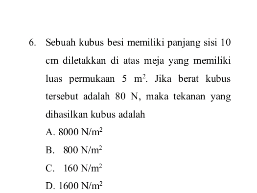 6 Sebuah kubus besi memiliki panjang sisi | StudyX