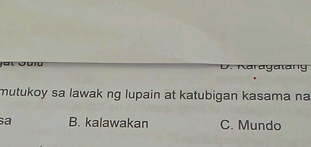 nutukoy sa lawak ng lupain at katubigan | StudyX