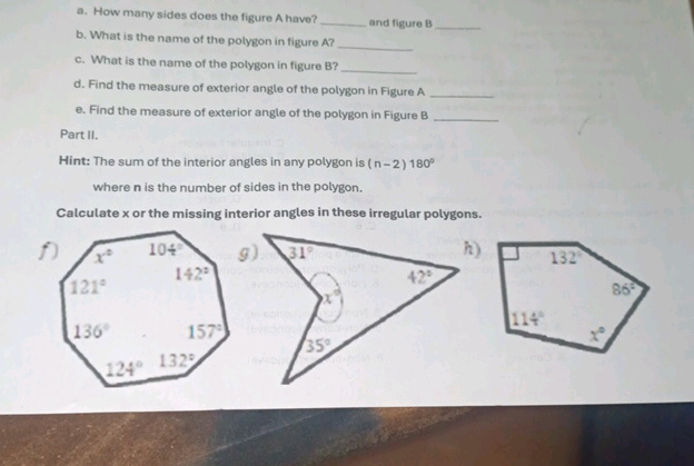 a How many sides does the figure A have b | StudyX