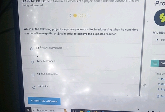 LEARNING OBJECTIVE Associate elements of a | StudyX