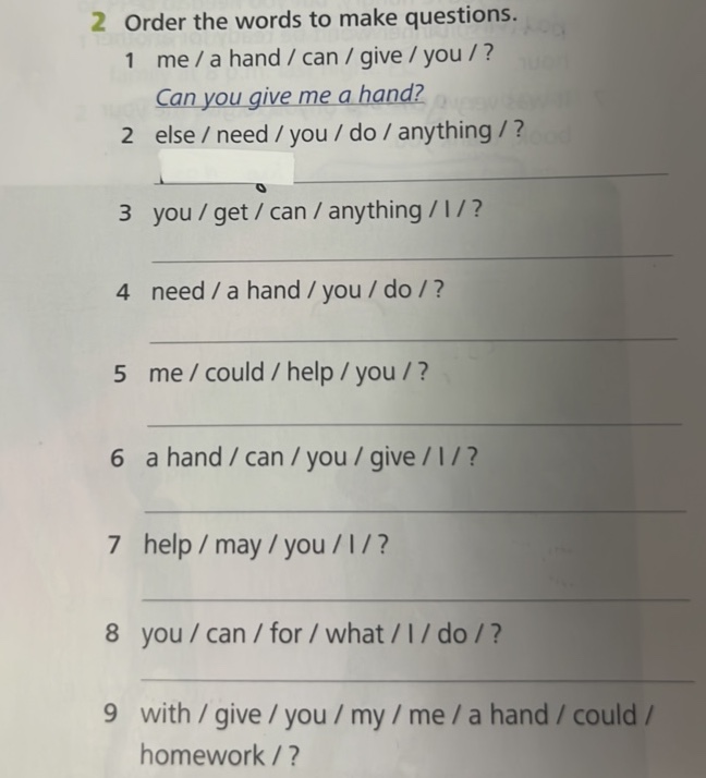 2 Order the words to make questions 1 me / a | StudyX