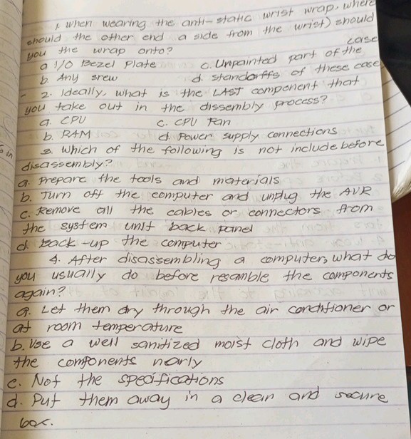 1 when wearing the ant-static wrist wrap | StudyX