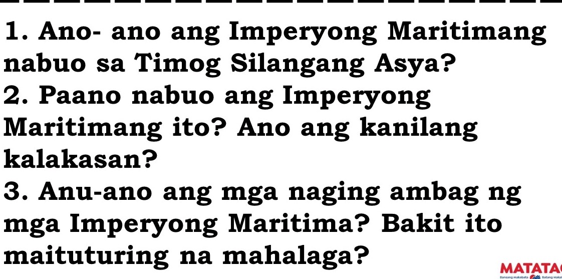 1 Ano- ano ang Imperyong Maritimang nabuo | StudyX