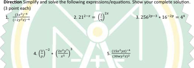 Direction Simplify and solve the following | StudyX