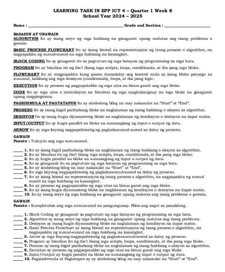 LEARNING TASK IN EPP ICT 4 - Quarter 1 Week | StudyX