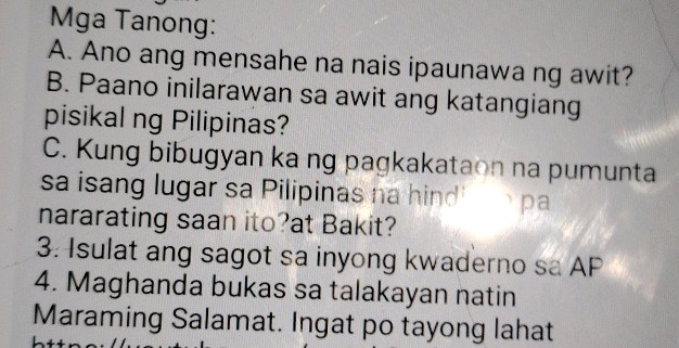 Mga Tanong A Ano ang mensahe na nais | StudyX