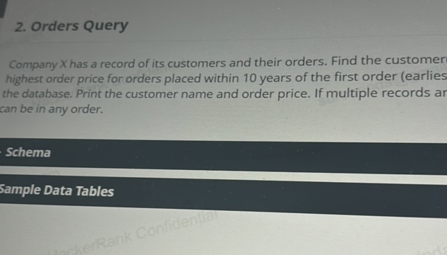2 Orders Query Company x has a record of | StudyX