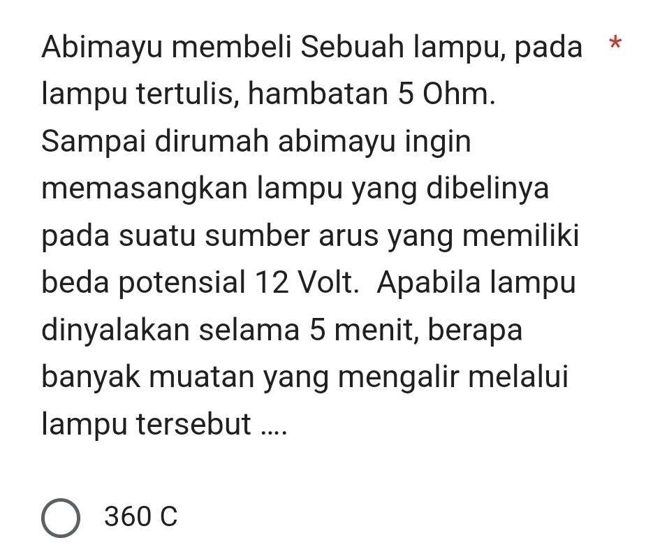 Abimayu membeli Sebuah lampu pada lampu | StudyX