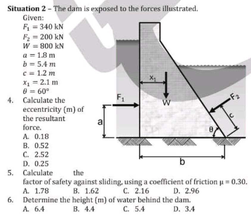 Situation 2 - The dam is exposed to the | StudyX