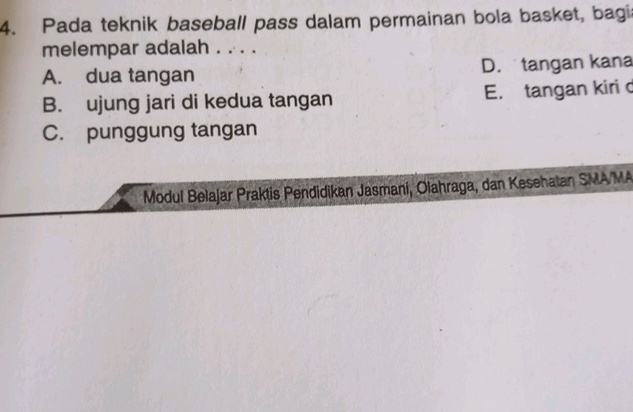 4 Pada teknik baseball pass dalam permainan | StudyX