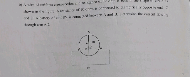 b) A wire of uniform cross-section and | StudyX