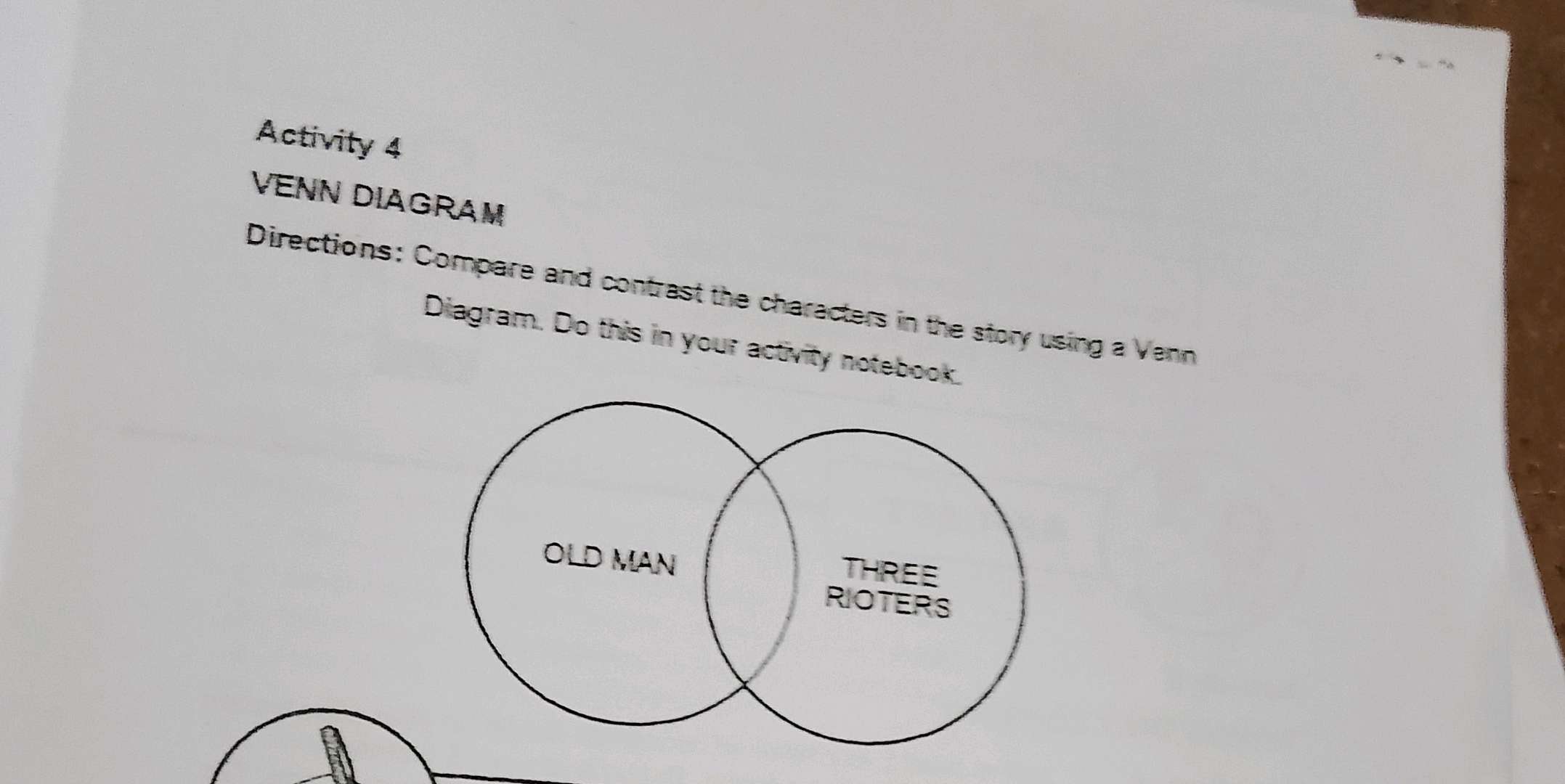 Activity 4 VENN DIAGRAM Directions Compere | StudyX