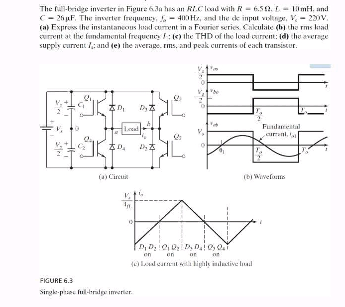 The full-bridge inverter in Figure 63a has | StudyX