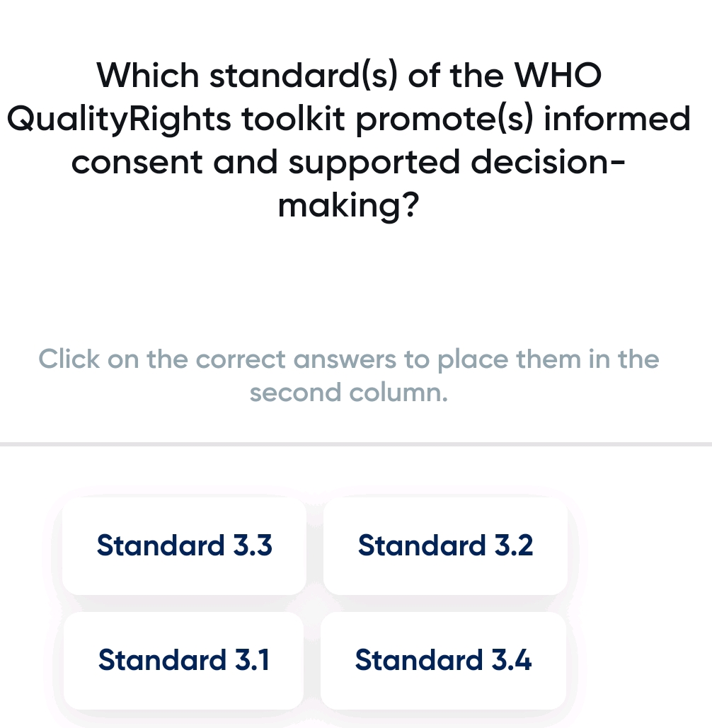 Which standard(s) of the WHO QualityRights | StudyX