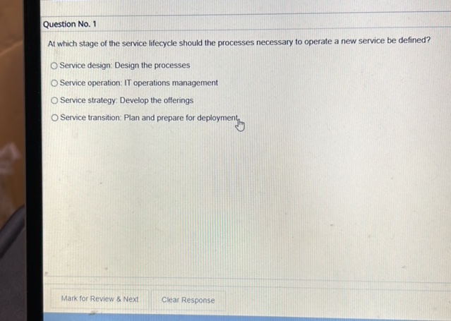 Question No 1 At which stage of the service | StudyX