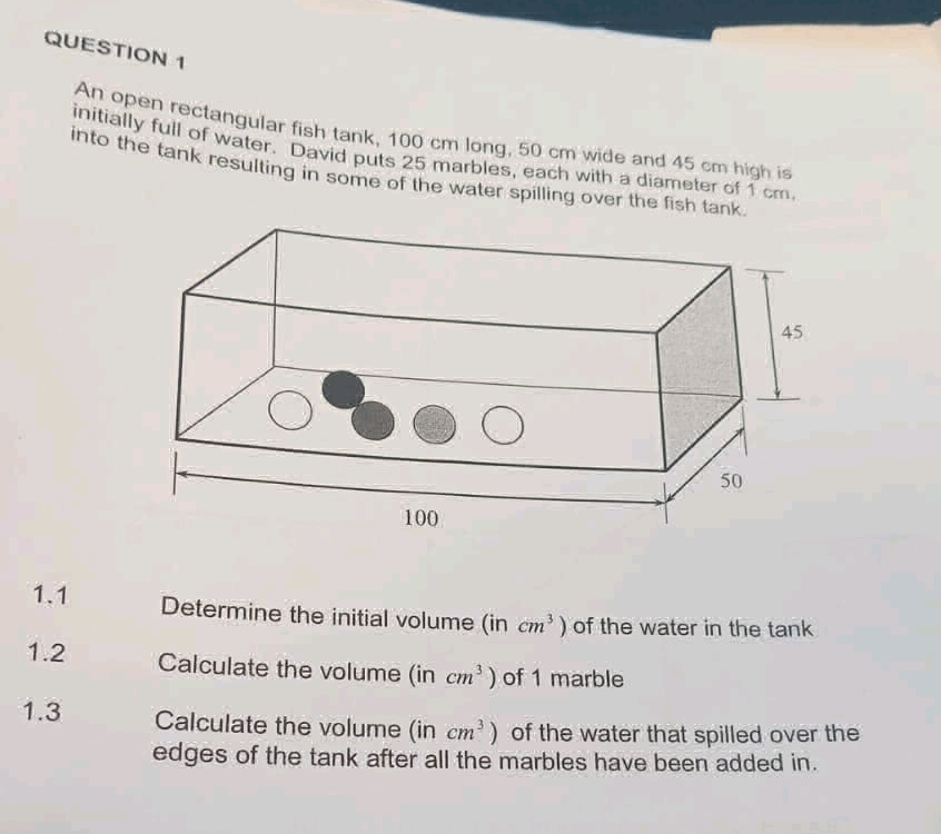 QUESTION 1 An open rectangular fish tank | StudyX