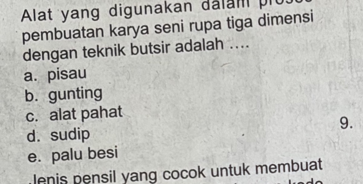 Alat yang digunakan dalam pembuatan karya | StudyX