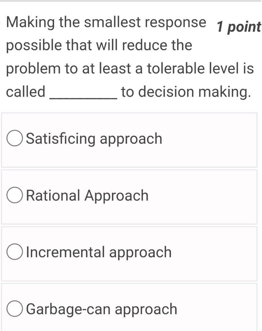 Making the smallest response 1 point | StudyX
