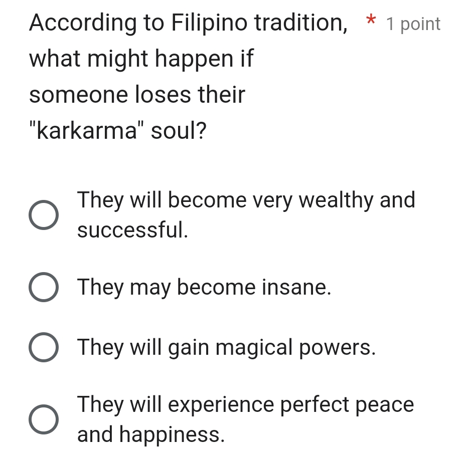 According to Filipino tradition 1 point | StudyX