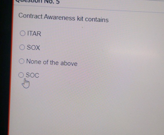 Contract Awareness kit contains ITAR sox | StudyX