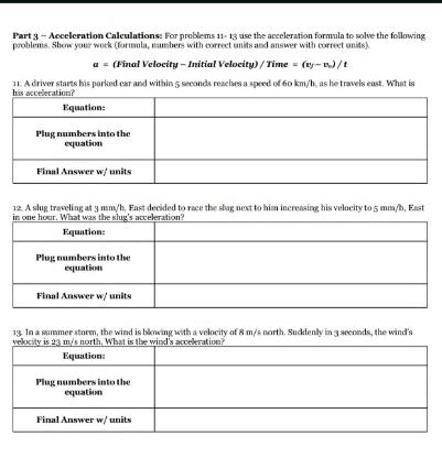 Part 3 - Acceleration Calculations For | StudyX