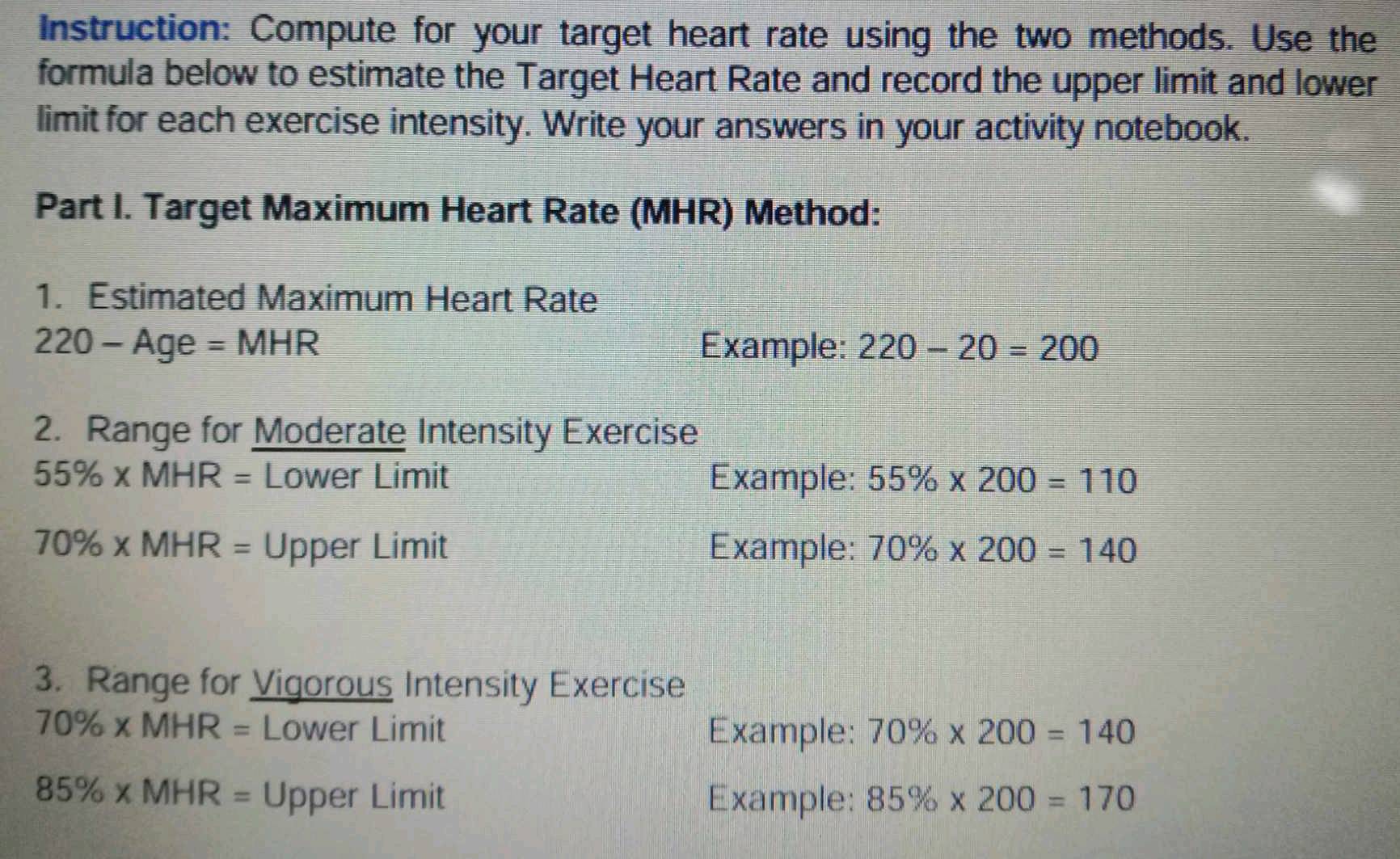 Instruction Compute for your target heart | StudyX