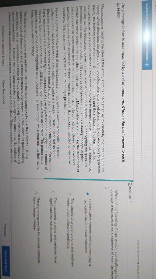Marks for correct answer 31 The passage | StudyX