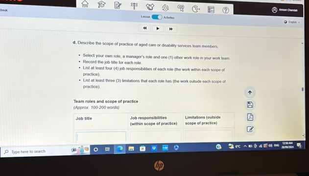 Record the job title for each role List at least four 4 job ...