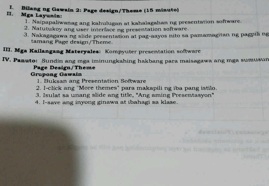 1 Bilang ng Gawain 2 Page design/Theme (15 | StudyX