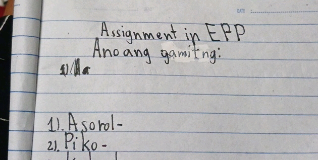 Assignment in EPP 4) ha Anoang gamitng 1) | StudyX