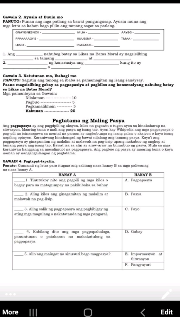 Gawain 2 Ayusin at Buuin mo PANUTO Punan | StudyX