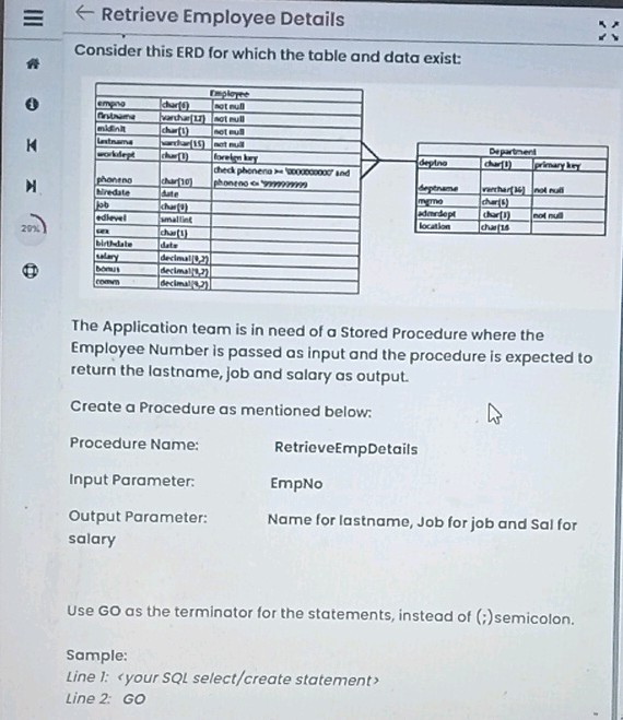 Retrieve Employee Details Consider this ERD | StudyX