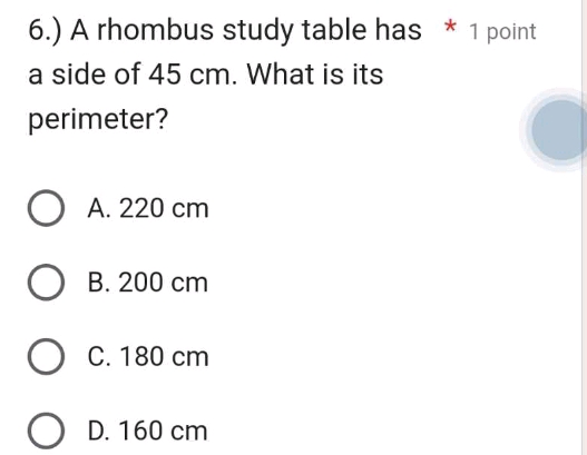 6) A rhombus study table has 1 point a | StudyX