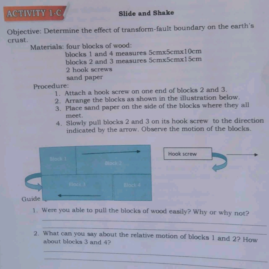 ACIIVITY 1C Slide and Shake Objective | StudyX